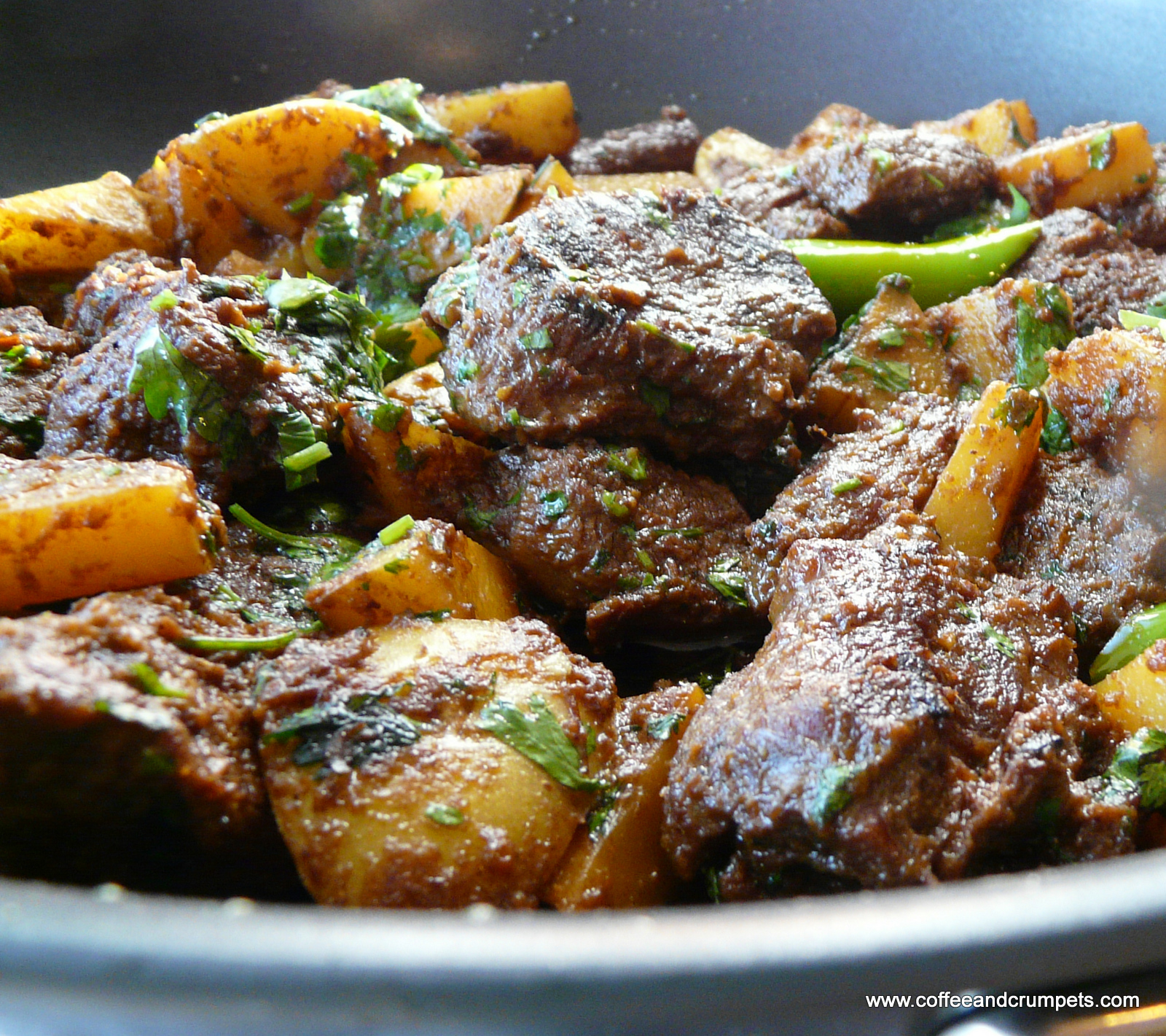 Fried Lamb and Potatoes~Bhuna Gosht-Aloo - Coffee and Crumpets