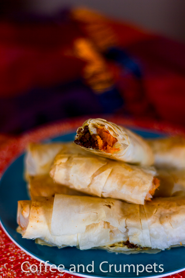 Sweet Potato and Ground Beef Phyllo Cigars - Coffee and Crumpets